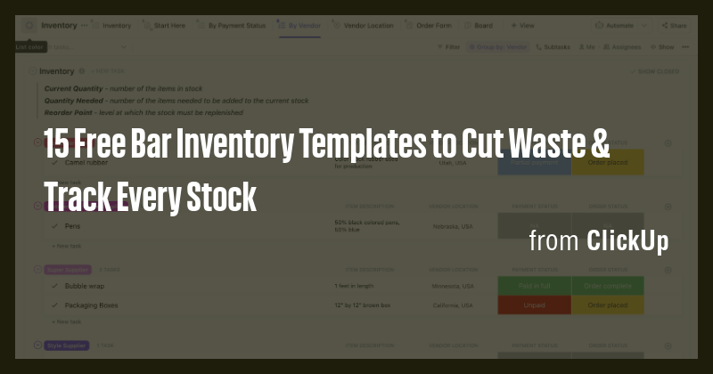 15 Free Bar Inventory Templates to Cut Waste & Track Every Stock - Briefly