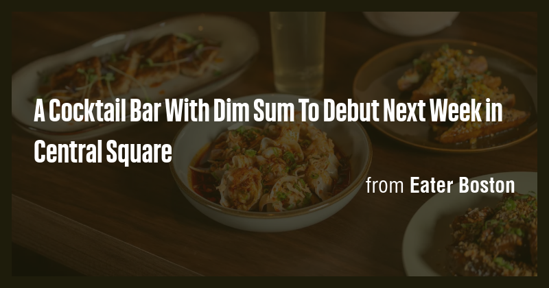 A Cocktail Bar With Dim Sum To Debut Next Week in Central Square - Briefly
