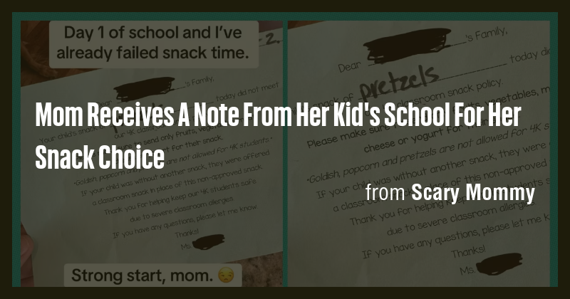 Mom Receives A Note From Her Kid's School For Her Snack Choice - Briefly