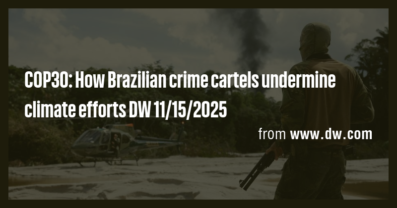 COP30: How Brazilian crime cartels undermine climate efforts DW 11/15 ...