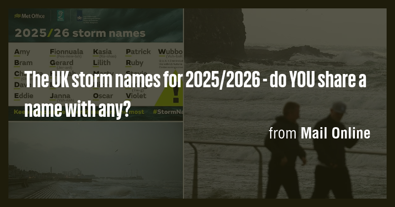 The UK storm names for 2025/2026 - do YOU share a name with any? - Briefly