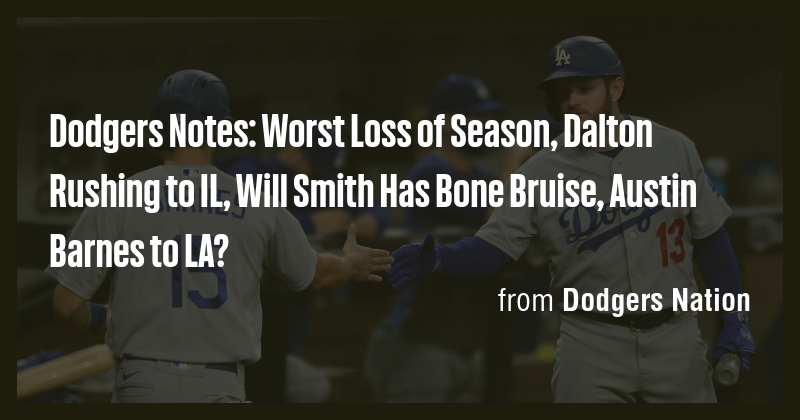 Dodgers Notes: Worst Loss of Season, Dalton Rushing to IL, Will Smith ...