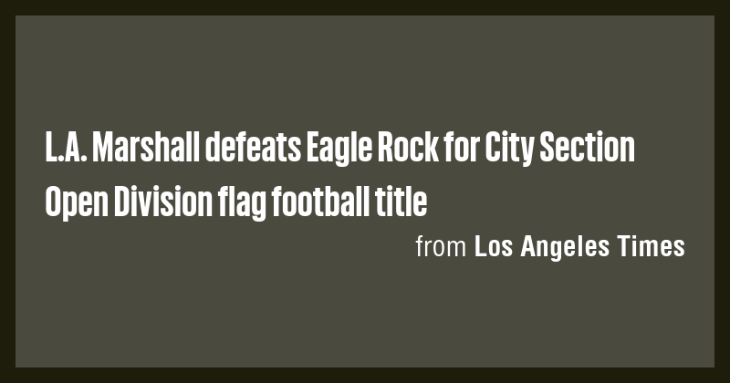 L.A. Marshall defeats Eagle Rock for City Section Open Division flag ...