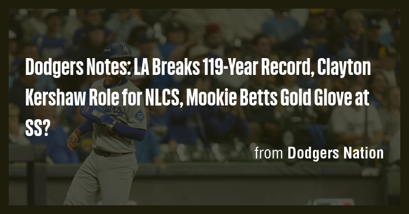 Dodgers Notes: LA Breaks 119-Year Record, Clayton Kershaw Role for NLCS ...