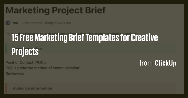 15 Free Marketing Brief Templates for Creative Projects - Briefly