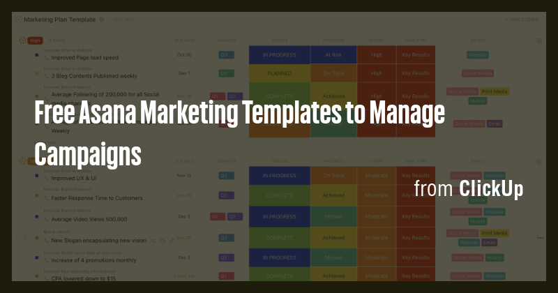 Free Asana Marketing Templates to Manage Campaigns - Briefly