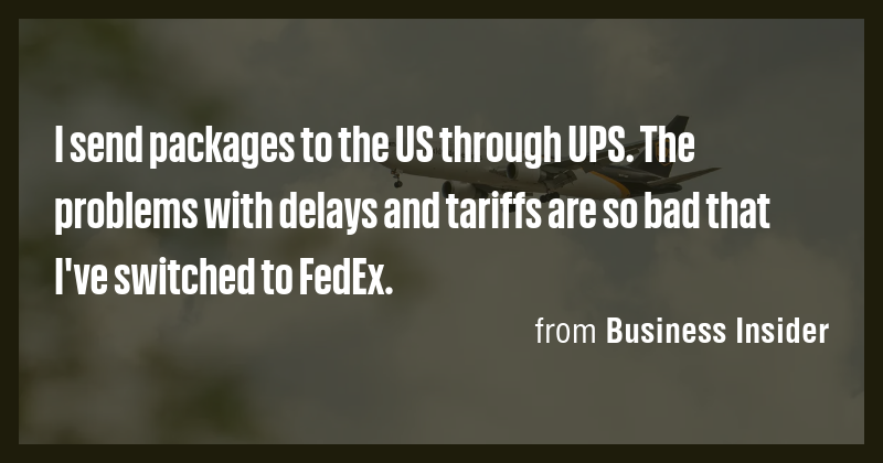 I send packages to the US through UPS. The problems with delays and ...