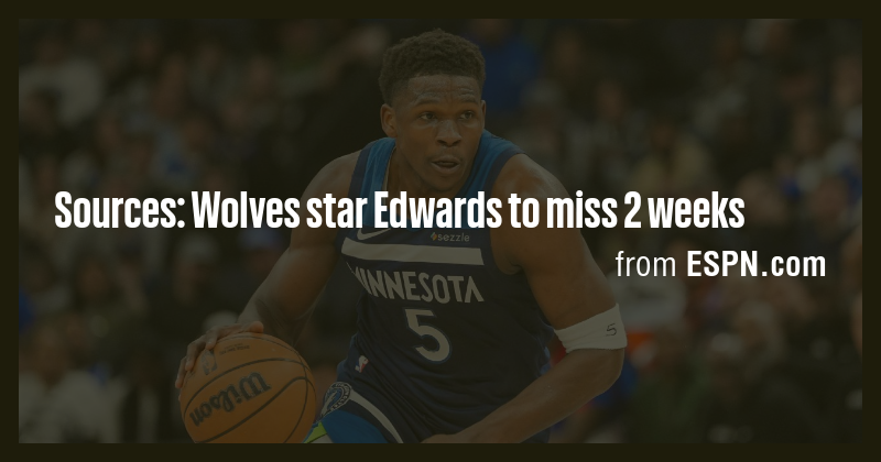 Sources: Wolves star Edwards to miss 2 weeks - Briefly