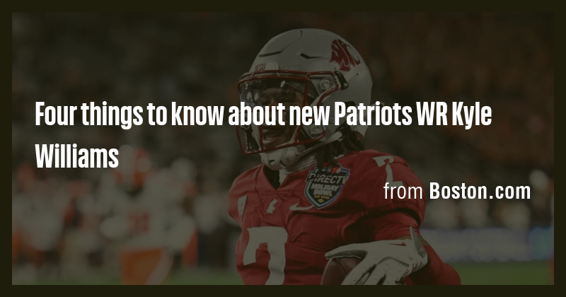 Four things to know about new Patriots WR Kyle Williams - Briefly