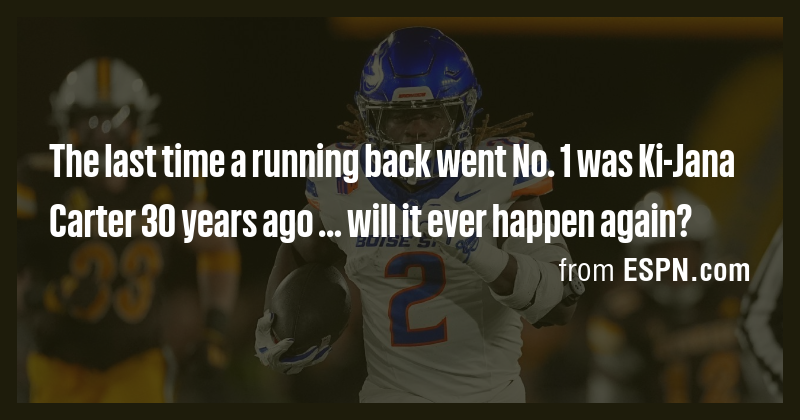 The last time a running back went No. 1 was Ki-Jana Carter 30 years ago ...