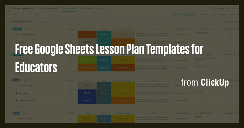 Free Google Sheets Lesson Plan Templates for Educators - Briefly