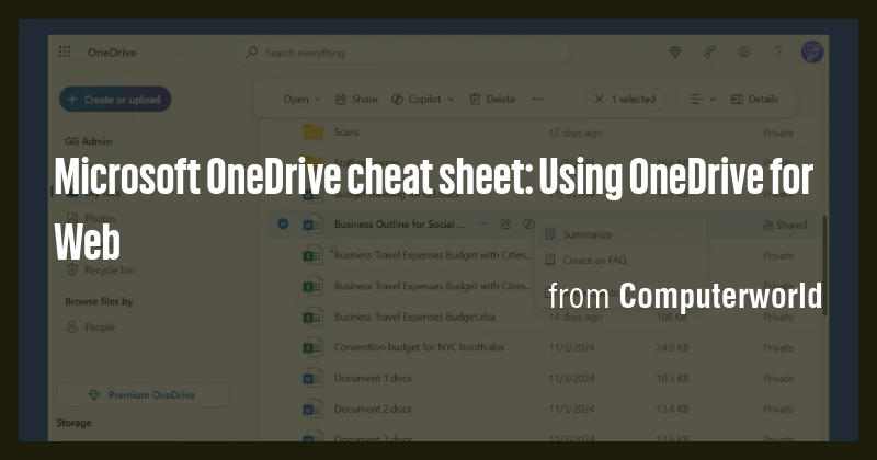 Microsoft OneDrive cheat sheet: Using OneDrive for Web - Briefly
