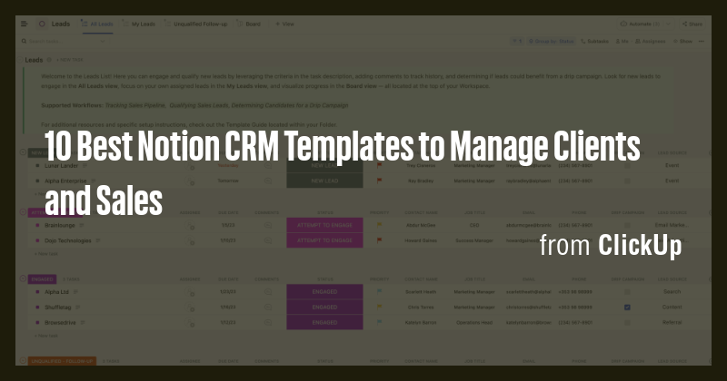 10 Best Notion CRM Templates to Manage Clients and Sales - Briefly