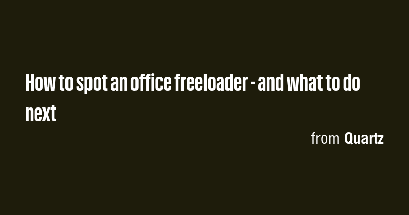 How to spot an office freeloader - and what to do next - Briefly