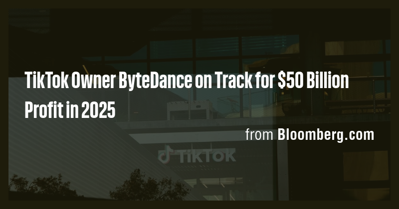 TikTok Owner ByteDance on Track for $50 Billion Profit in 2025 - Briefly