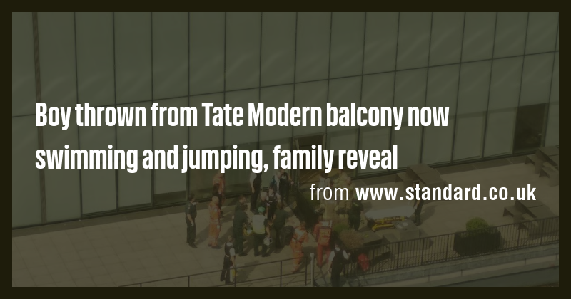 Boy thrown from Tate Modern balcony now swimming and jumping, family ...
