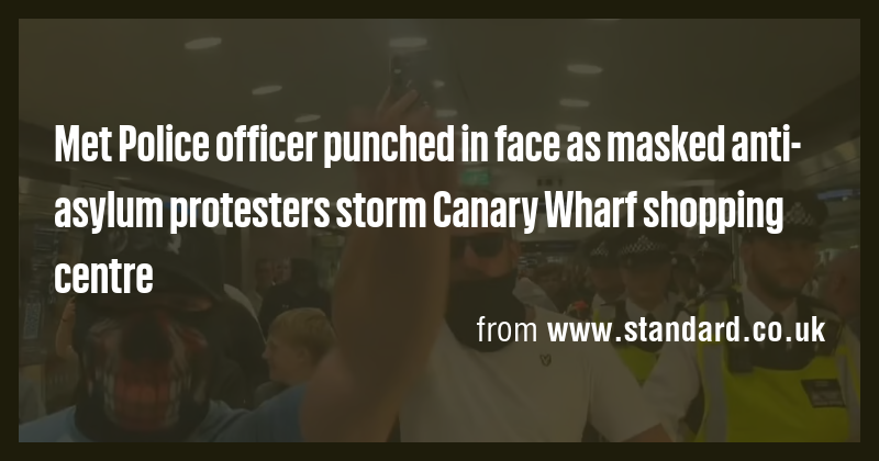 Met Police officer punched in face as masked anti-asylum protesters ...
