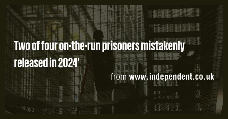 Two of four on-the-run prisoners mistakenly released in 2024' - Briefly