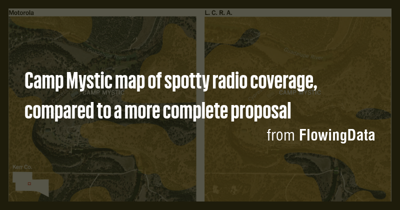 Camp Mystic map of spotty radio coverage, compared to a more complete ...