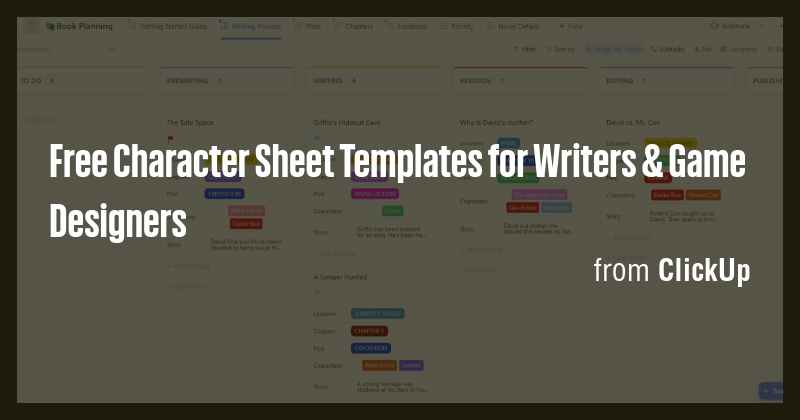 Free Character Sheet Templates for Writers & Game Designers - Briefly