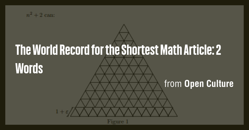 The World Record for the Shortest Math Article: 2 Words - Briefly