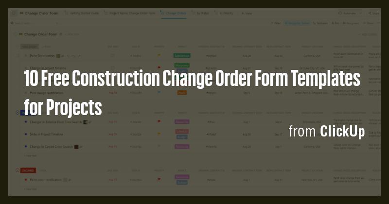 10 Free Construction Change Order Form Templates for Projects - Briefly