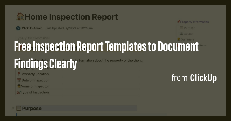 Free Inspection Report Templates to Document Findings Clearly - Briefly